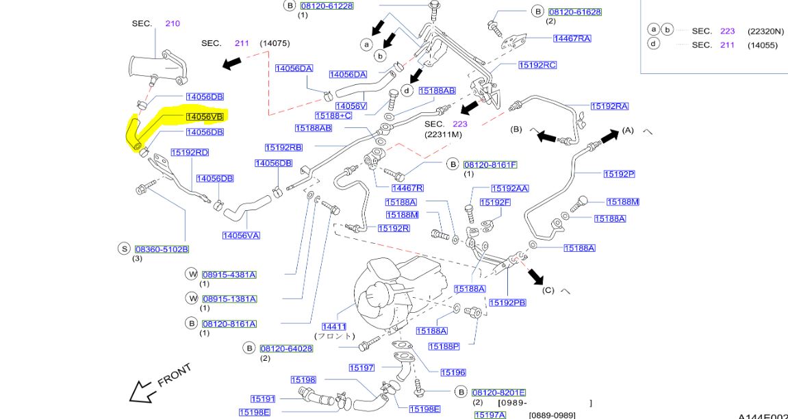 Genuine Nismo Skyline GTR RB26DETT Intake Side Turbo Water Hose 14055 ...